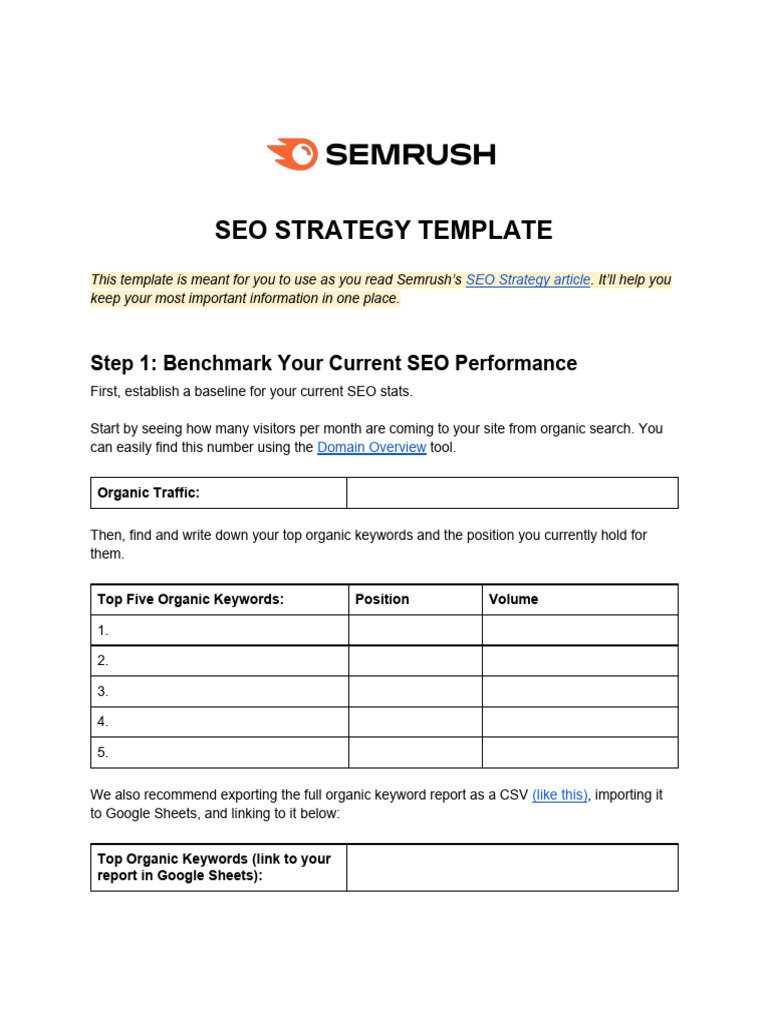 SEO Strategy Template | PDF | Search Engine Optimization | Information ... SEO Strategy Template | PDF | Search Engine Optimization | Information ...