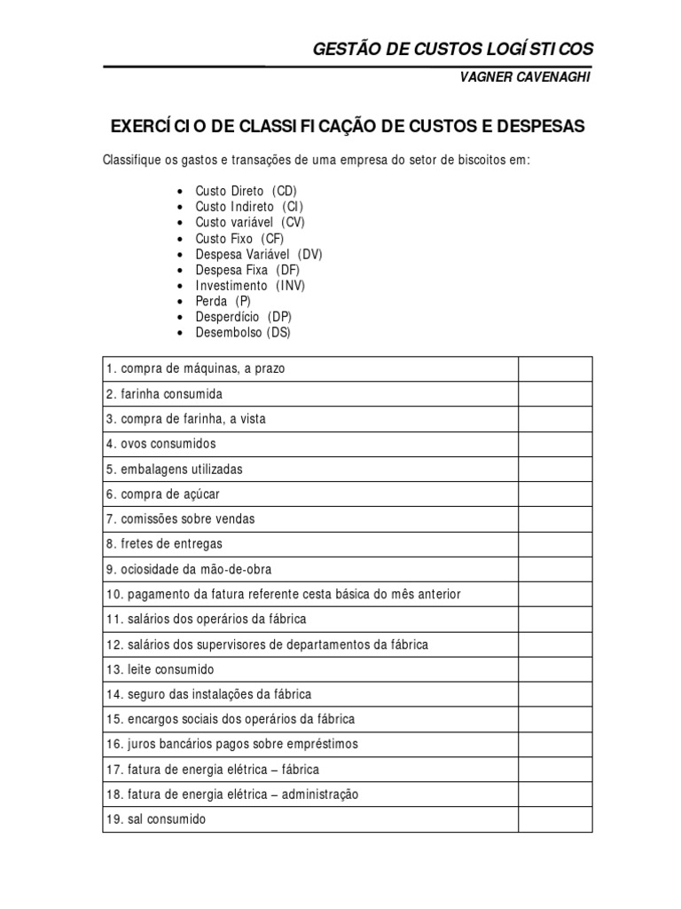 Exercicio Clasgastos Celog | PDF