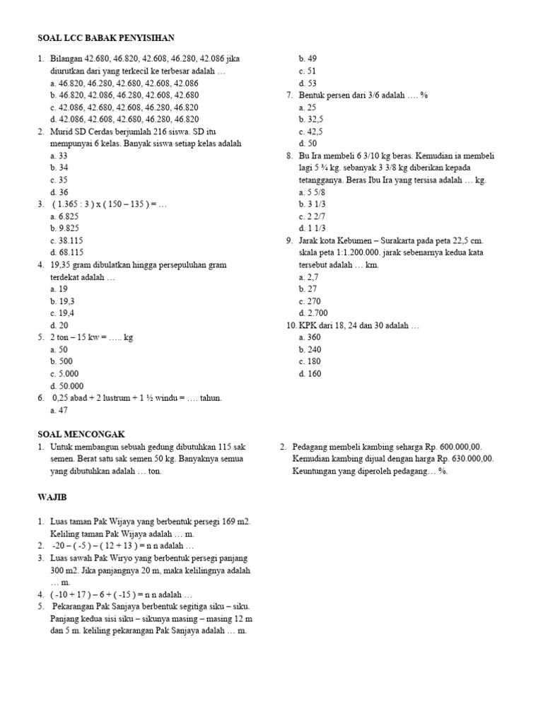 Soal MTK | PDF | Metode & Bahan Ajar