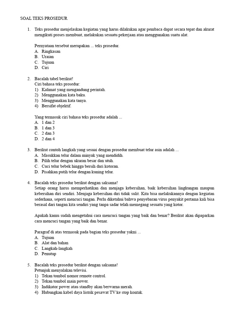 Soal Teks Prosedur | PDF