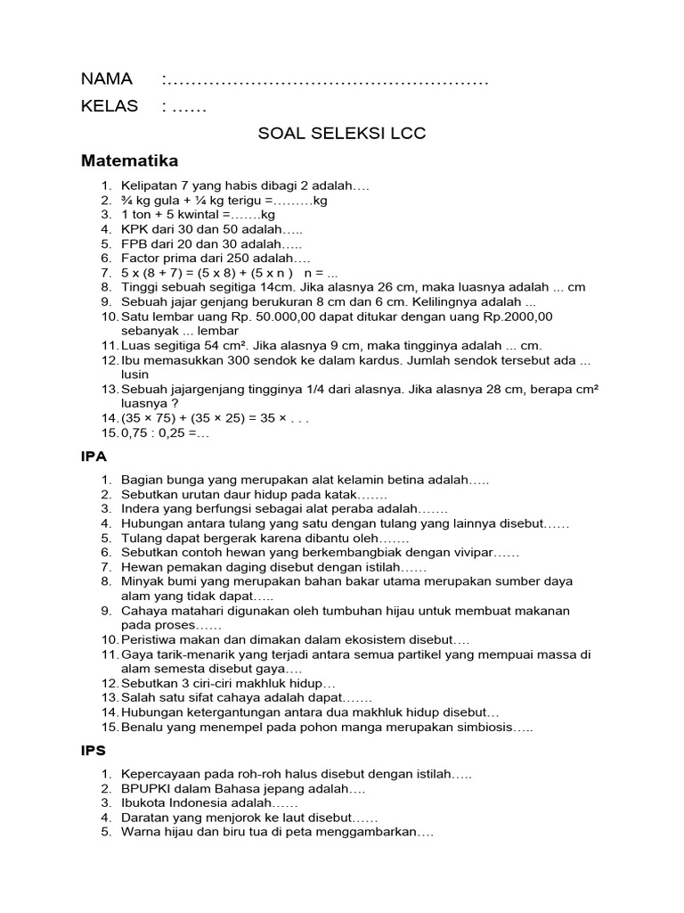 Soal Seleksi LCC | PDF
