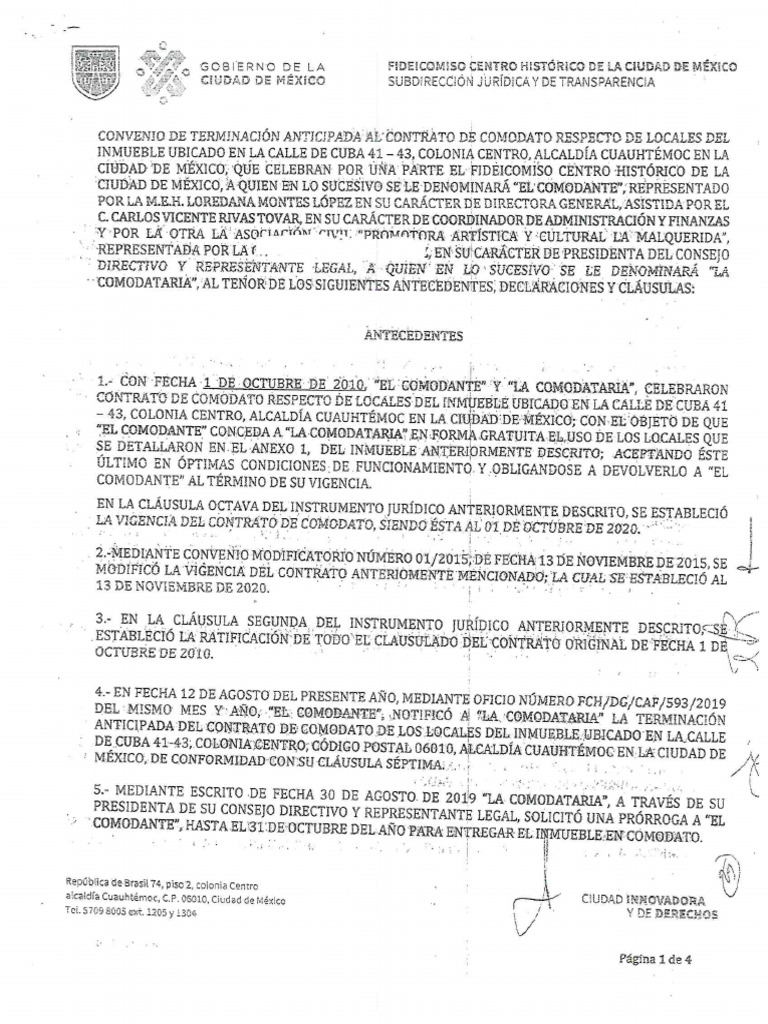 Formato 1 de Cancelacion de Comodato | PDF