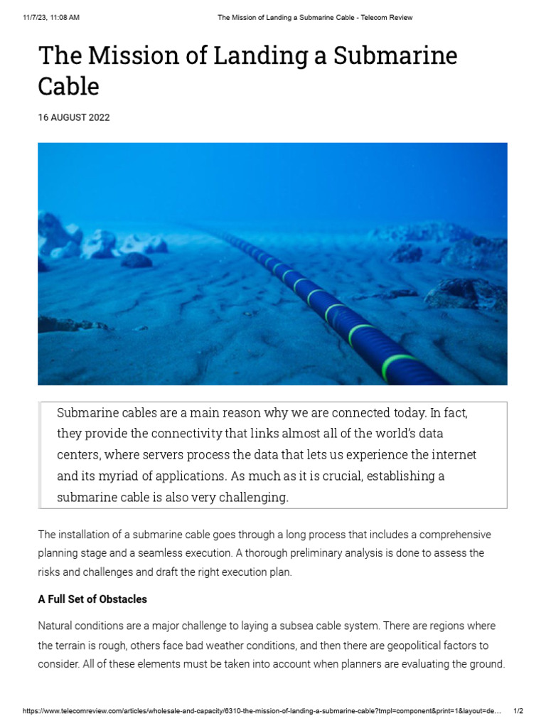 The Mission of Landing A Submarine Cable | PDF | Submarines