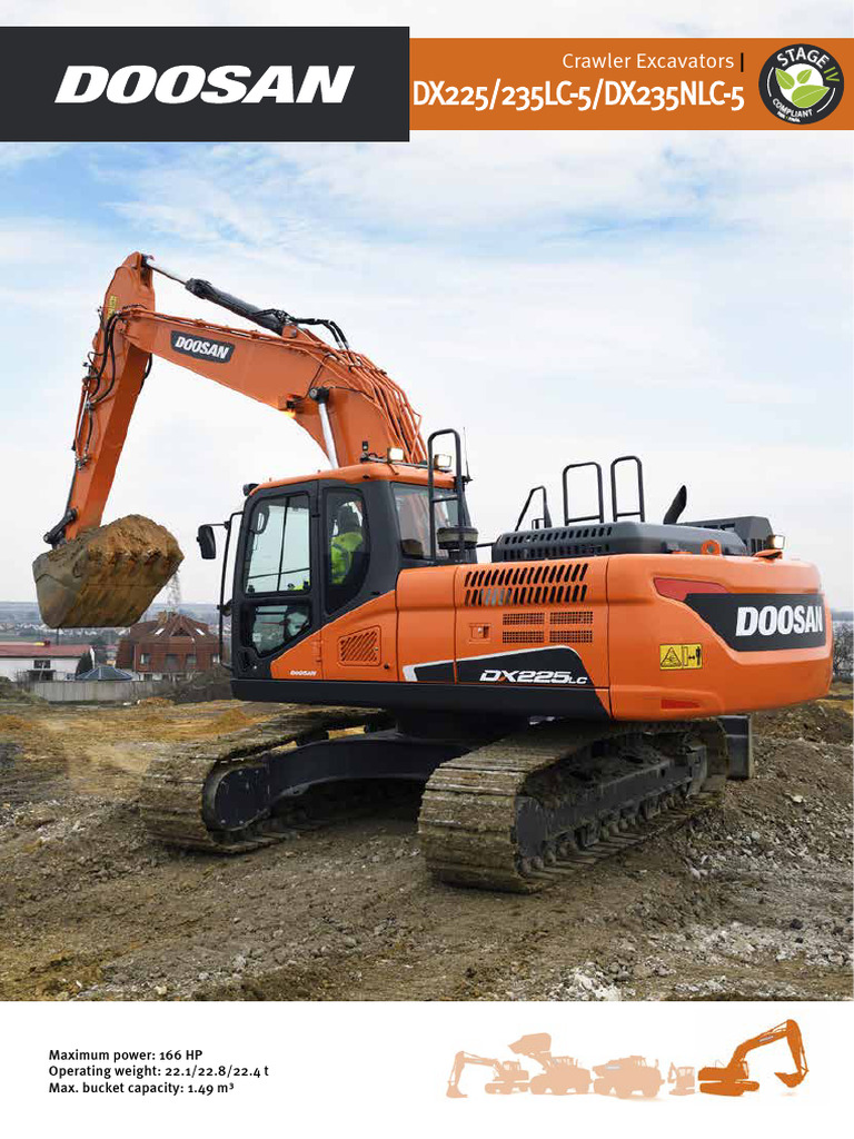 Doosan DX225LC-5 Excavator Overview | PDF | Horsepower | Engines