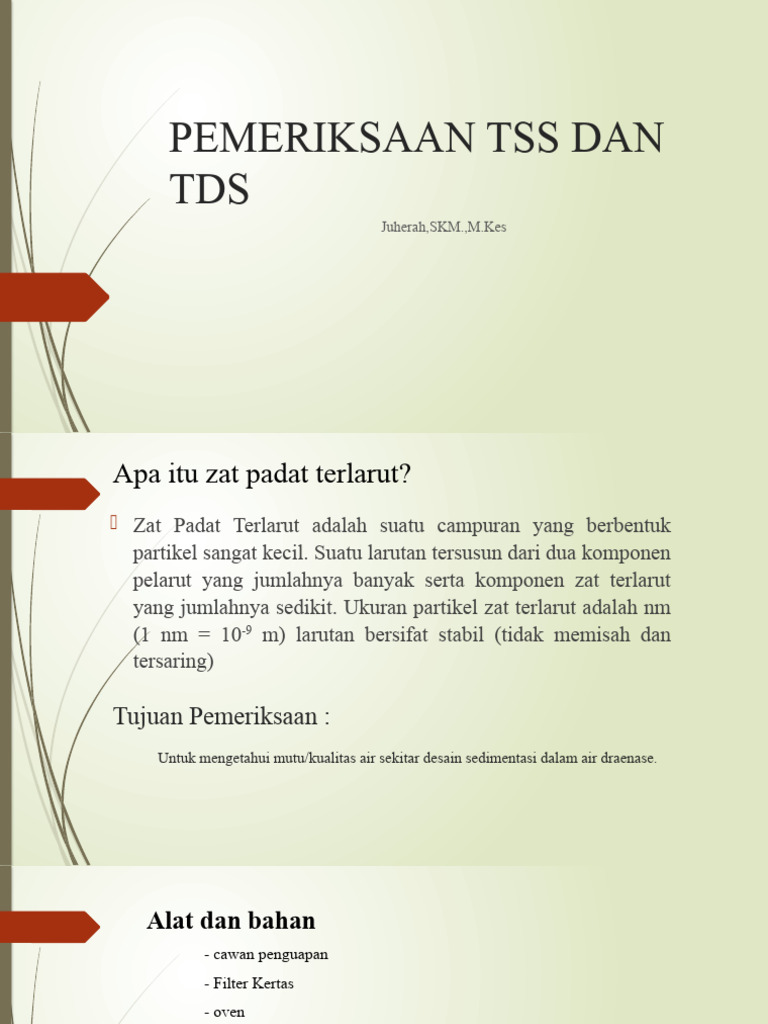 Pemeriksaan TSS dan TDS Air | PDF