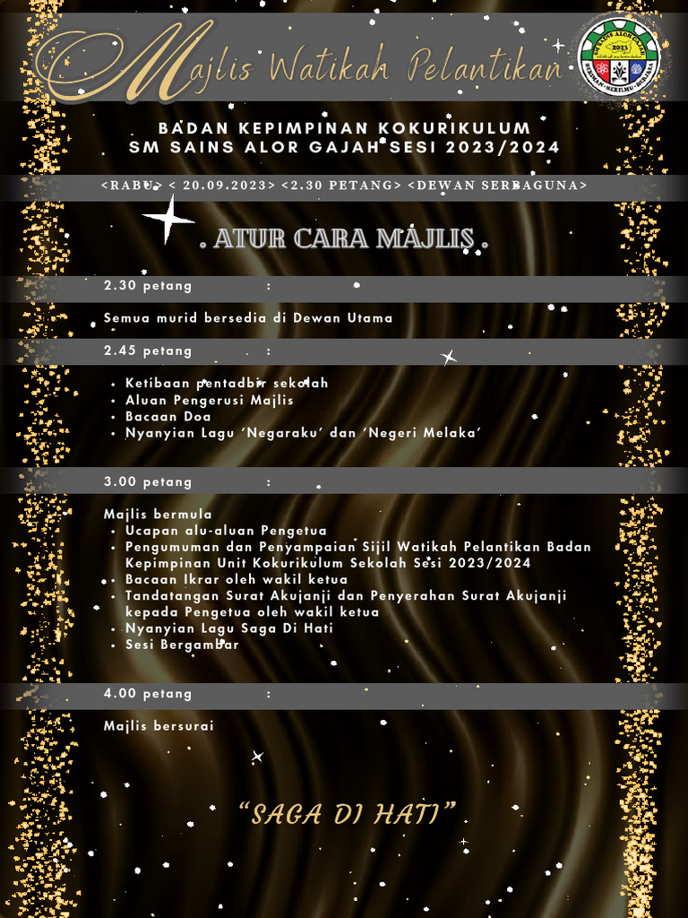 Majlis Watikah Pelantikan Badan Kepimpinan Kokurikulum | PDF