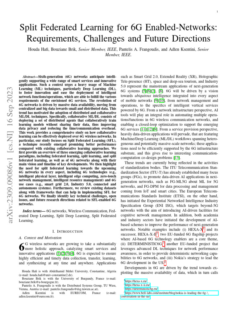 Split Federated Learning for 6G Networks | PDF | Artificial Intelligence | Intelligence (AI ...