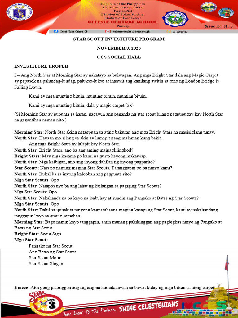 Star Scout Investiture Program | PDF