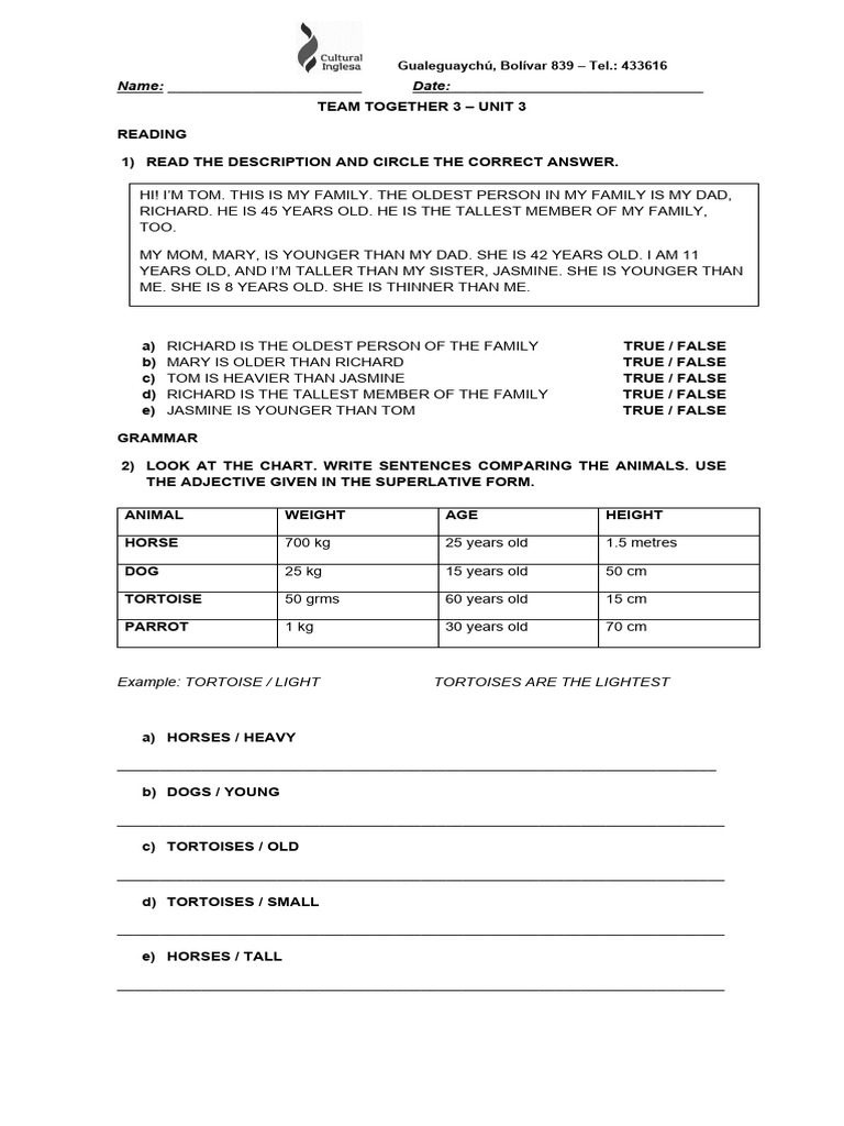 Team Together 3 Unit 3 | PDF | Linguistics | Grammar