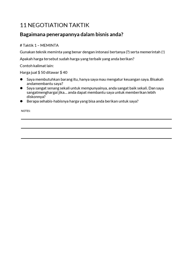 11 Negotiation Tactic Web | PDF