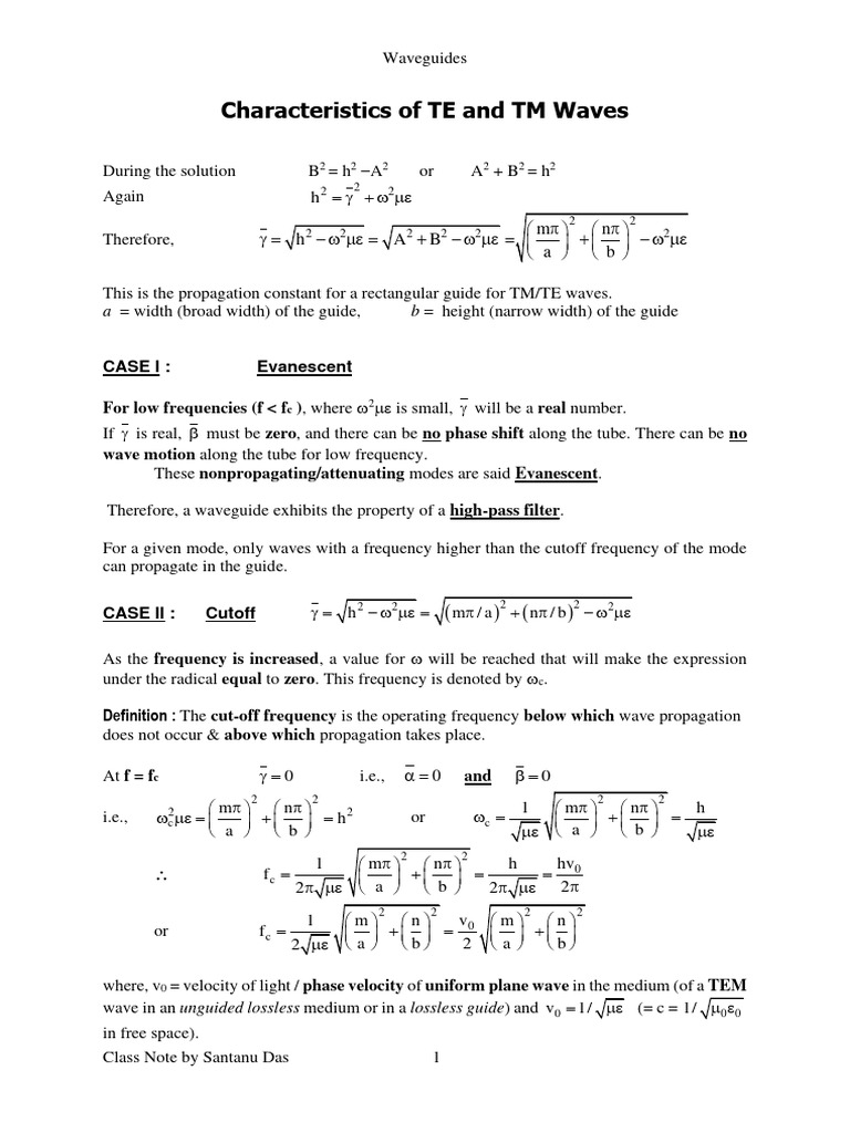 SV42 Wave Guides - Characteristics | PDF | Wavelength | Waves