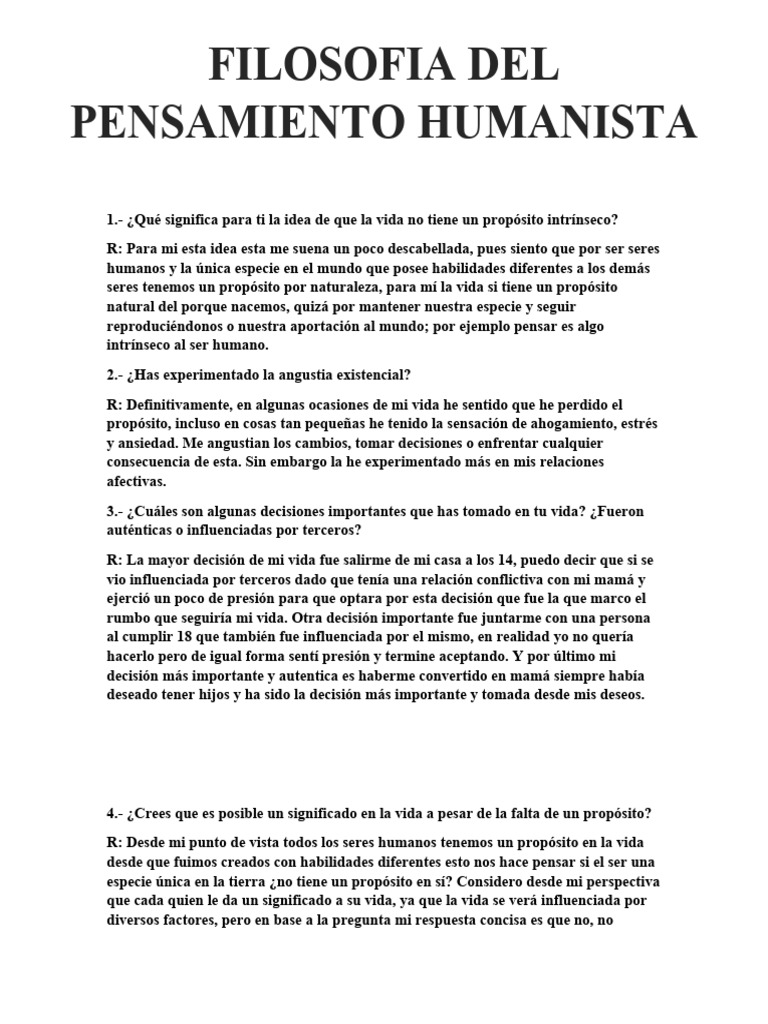 Filosofia Del Pensamiento Humanista | PDF | Pensamiento | Existencialismo