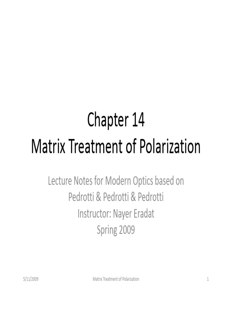 Optics: Matrix Polarization Guide | PDF | Physical Sciences ...