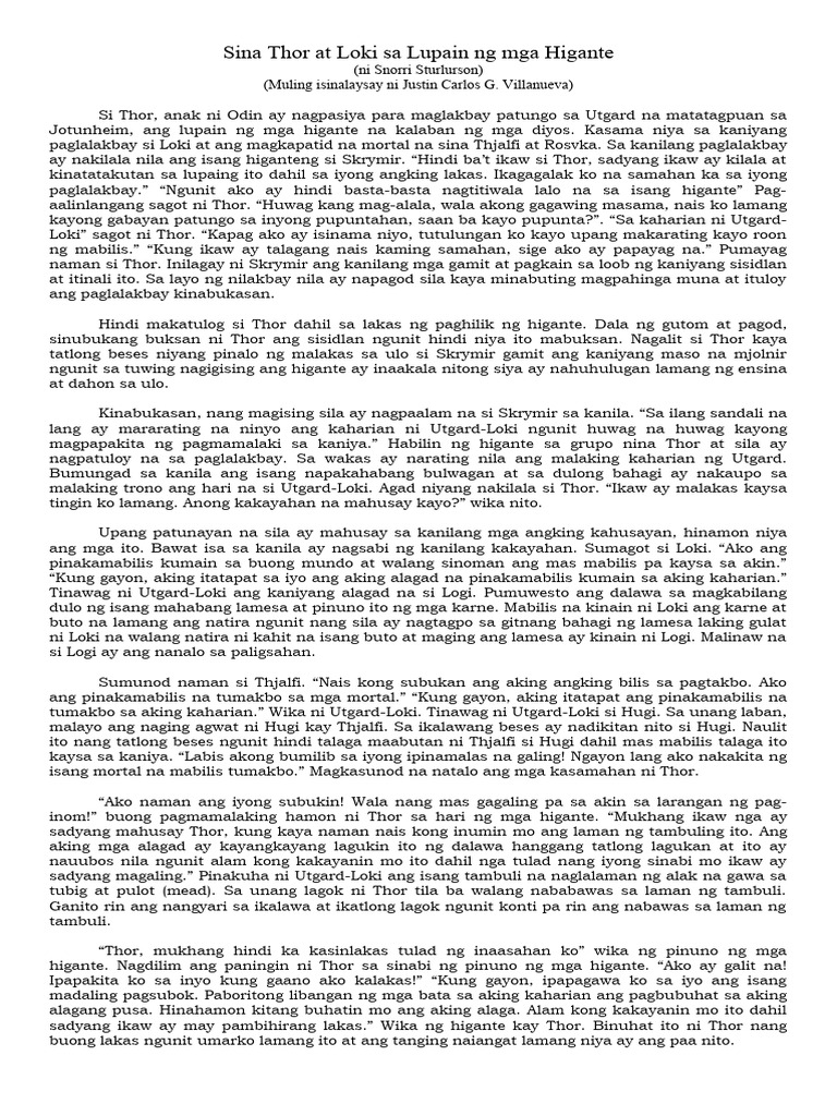 Sina Thor at Loki Sa Lupain NG Mga Higante | PDF