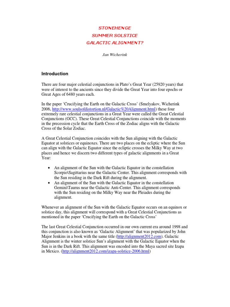 Summer Solstice Galactic Alignment Pdf Stonehenge Milky Way