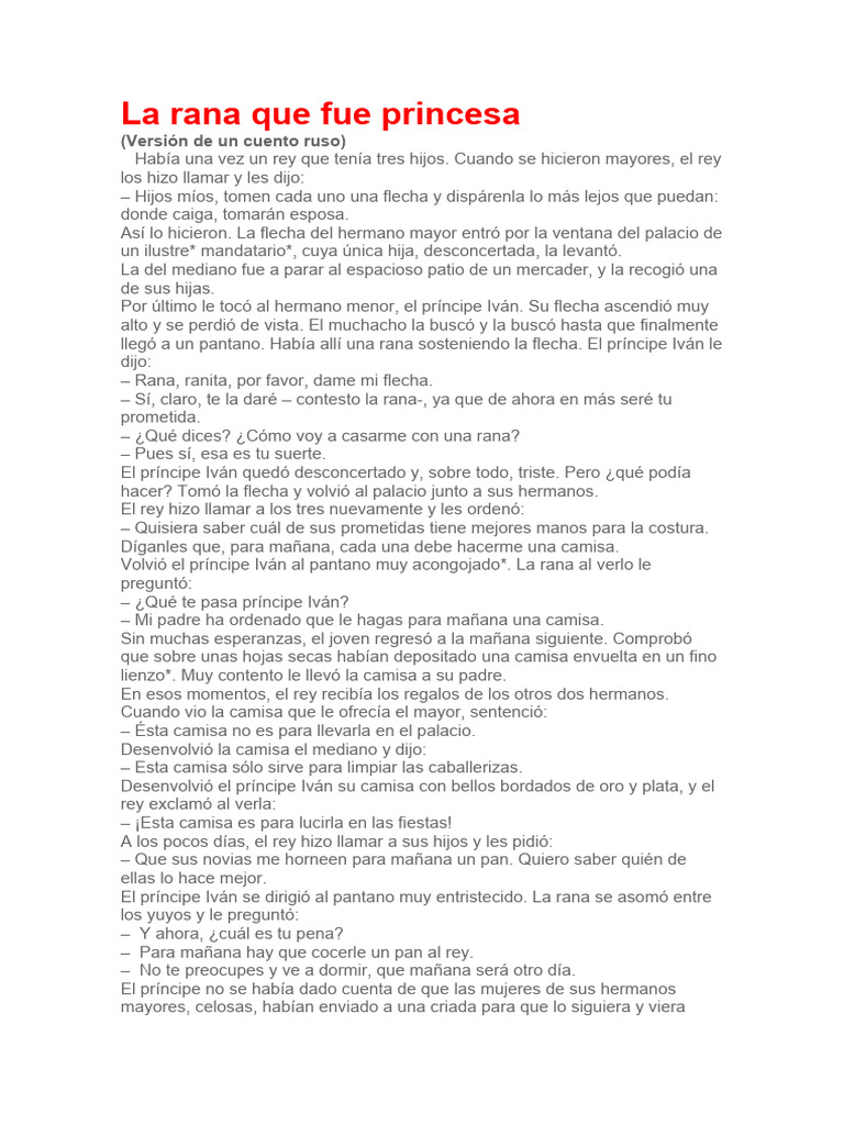 La Rana Que Fue Princesa | PDF