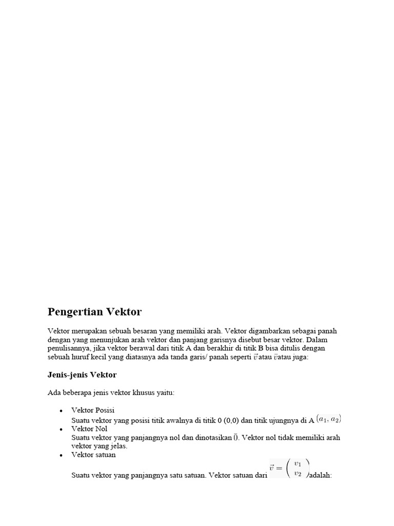 Pengertian dan Operasi Vektor R^2 dan R^3 | PDF