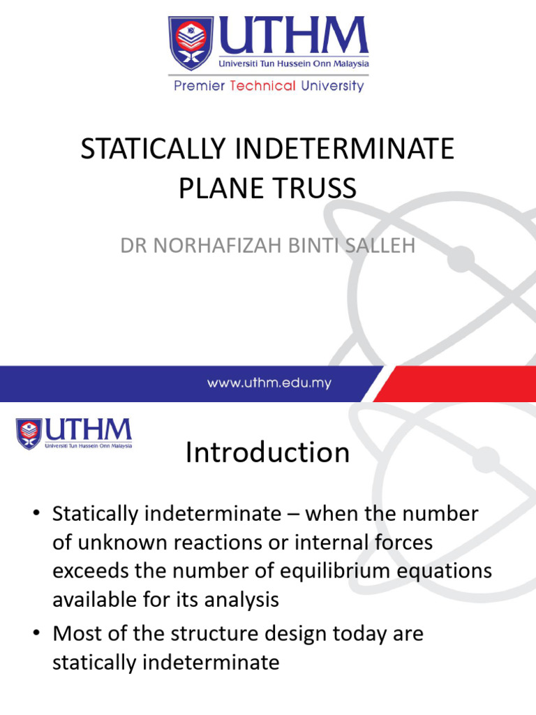 Chapter 4 Statically Indeterminate Plane Truss Pdf Technology And Engineering