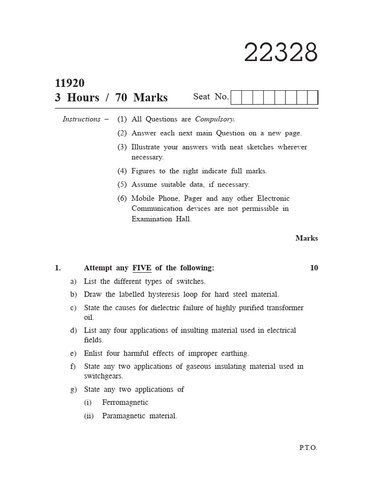 22328-2019-Winter-question-paper[Msbte study resources] | PDF | Electrical Wiring | Electrical ...