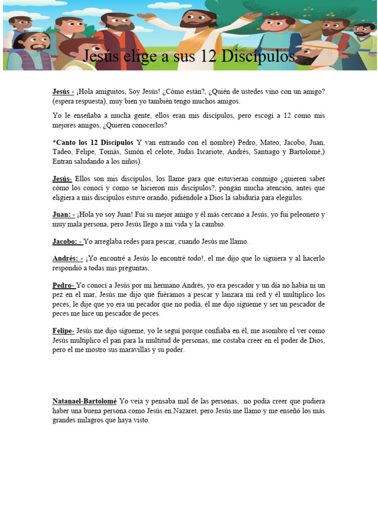 Jesús y sus 12 Discípulos para Niños | PDF | Jesús | Juan el apóstol