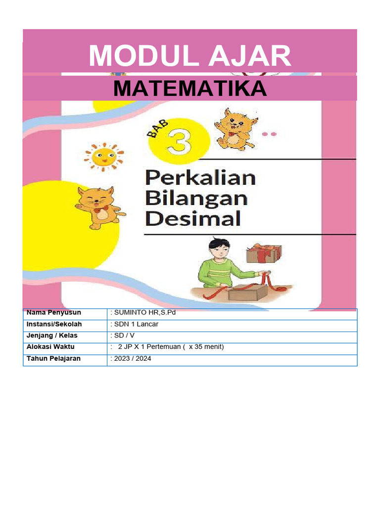 Modul Ajar Perkalian Desimal Kelas 4 | PDF