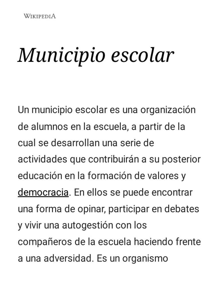 Municipio Escolar - Wikipedia, La Enciclopedia Libre | PDF | Alcalde