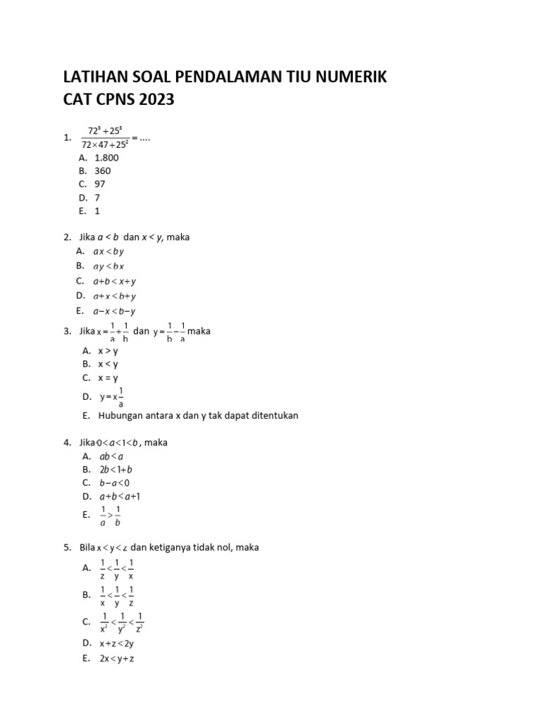 Latihan Soal Tiu Numerik2 Soal | PDF