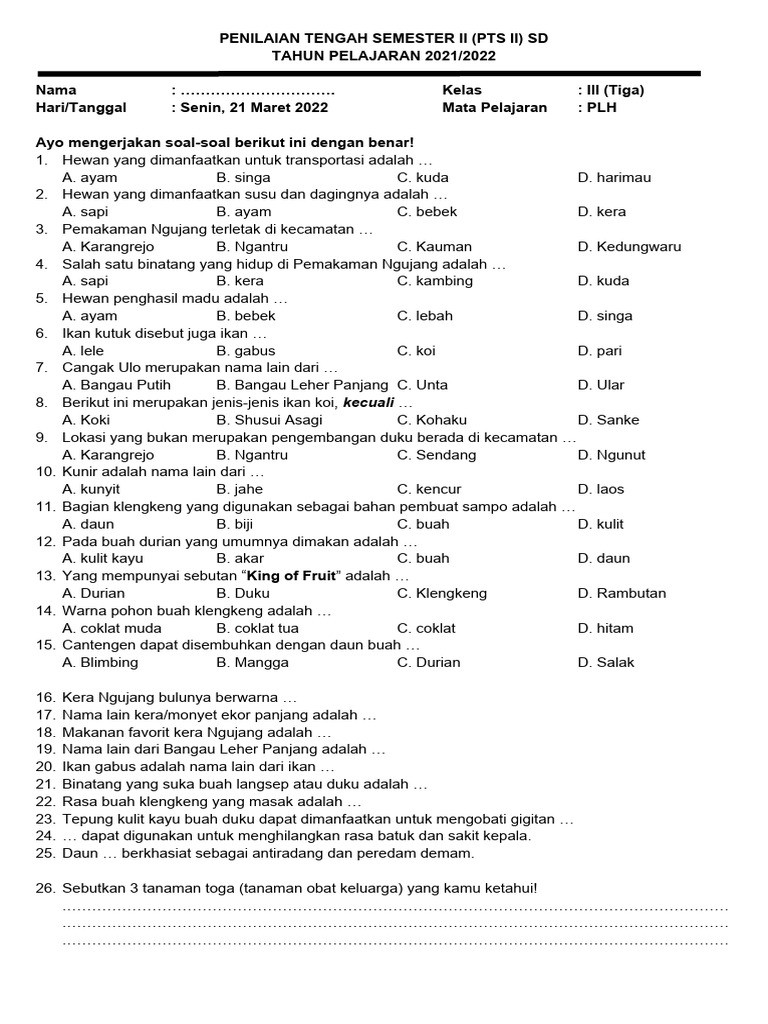 PTS PLH | PDF | Sains & Matematika