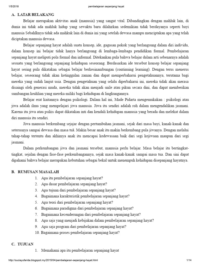 Pembelajaran Sepanjang Hayat | PDF