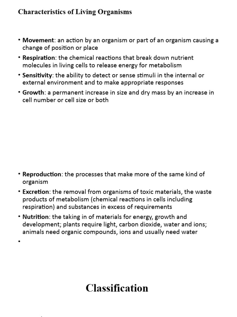 Characteristics of Living Organisms | PDF | Protozoa | Organisms