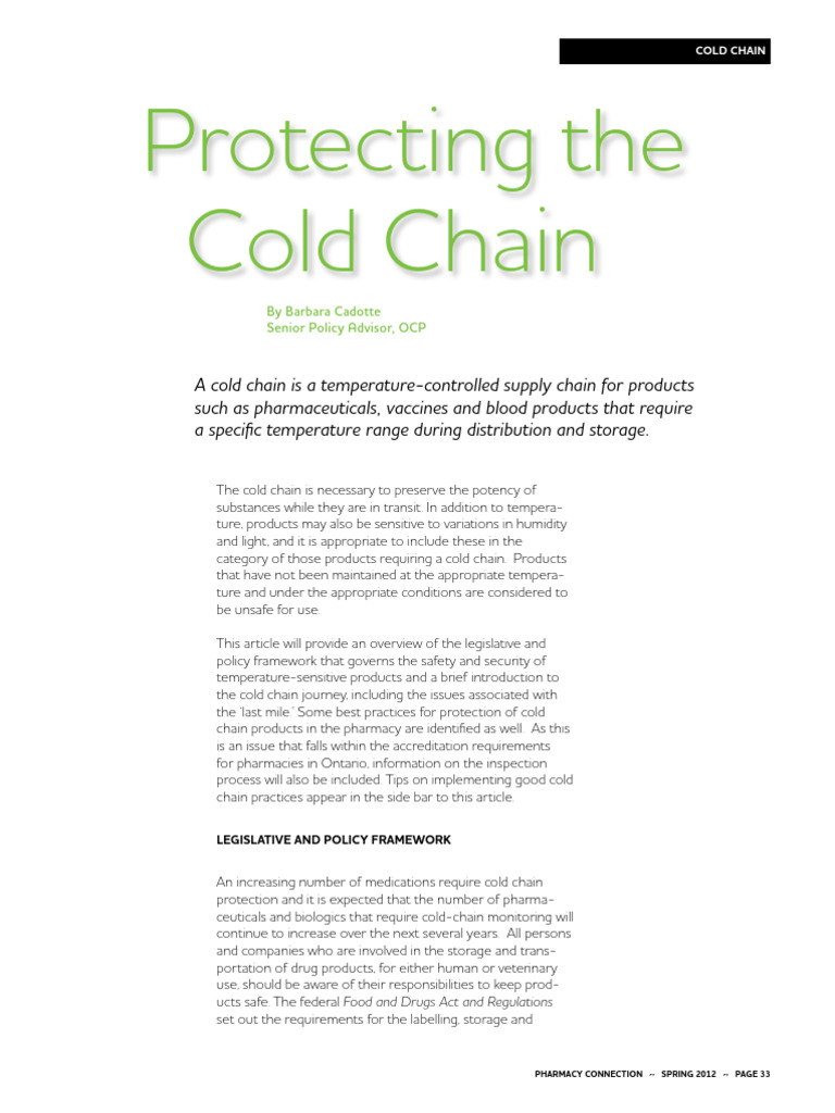 Cold Chain Management in Pharmacies | PDF | Pharmacy | Refrigerator