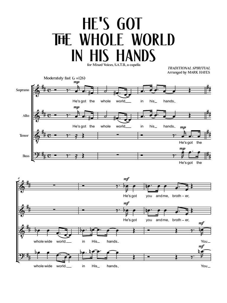 Hes Got The Whole World in His Hands Arr. Mark Hayes | PDF | Musical ...