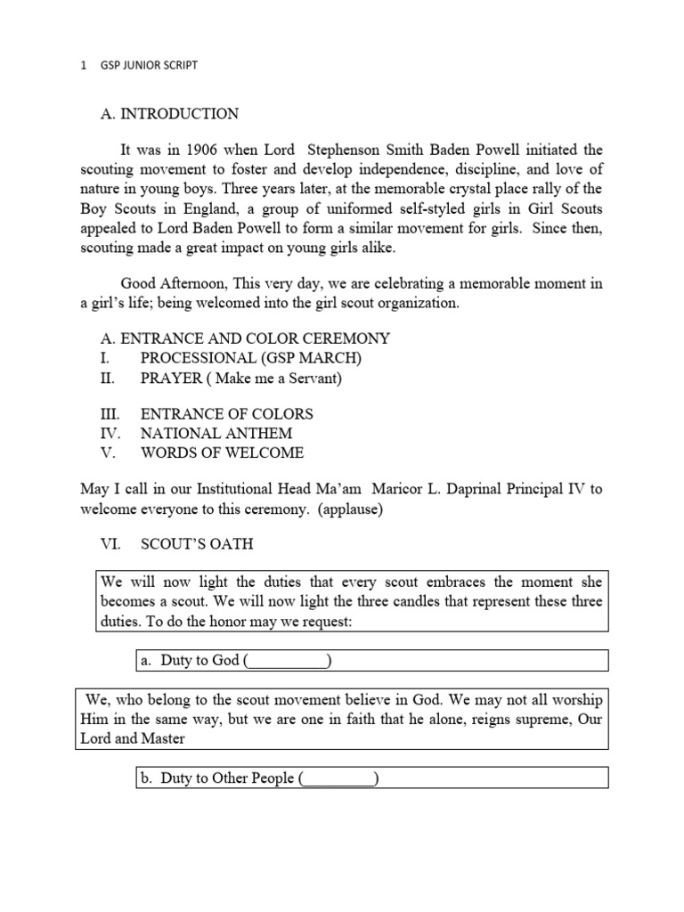 GSP Script.2023 | PDF | Scouting