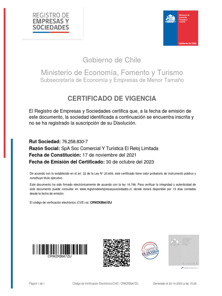 Certificado de Vigencia | PDF