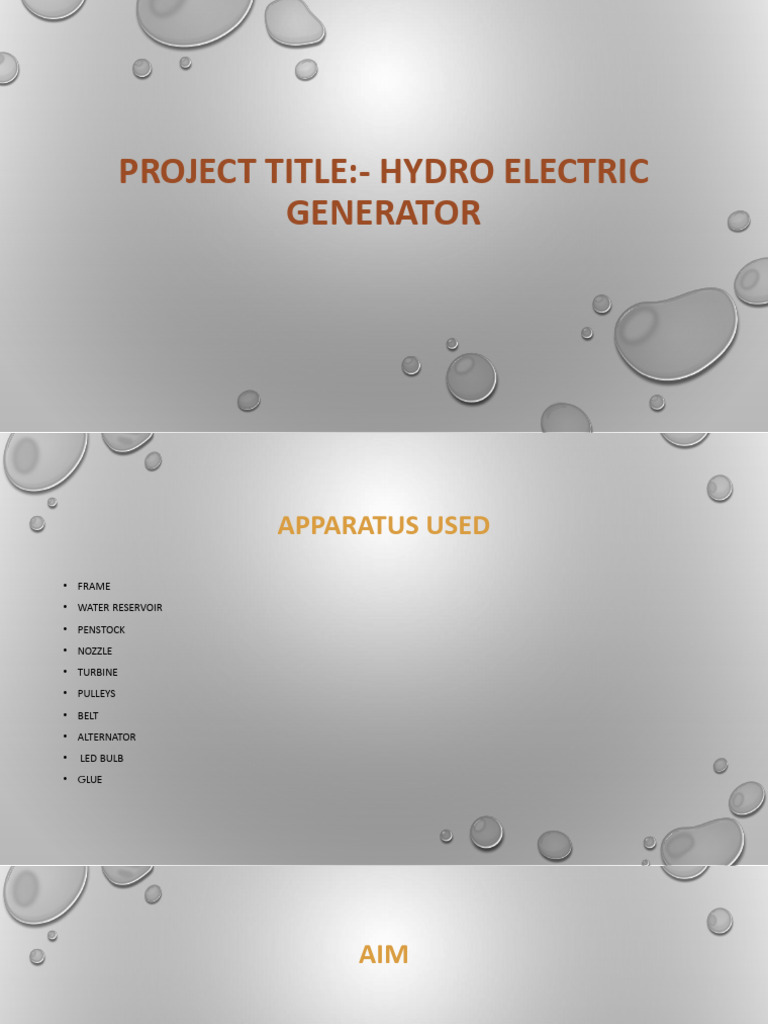 Hydro Electric Generator Major Project Presentation Sample | PDF | Home & Garden