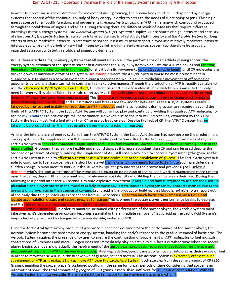 1 - KIM VO - PDHPE Assessment Task 2 | PDF | Lactic Acid | Skeletal Muscle