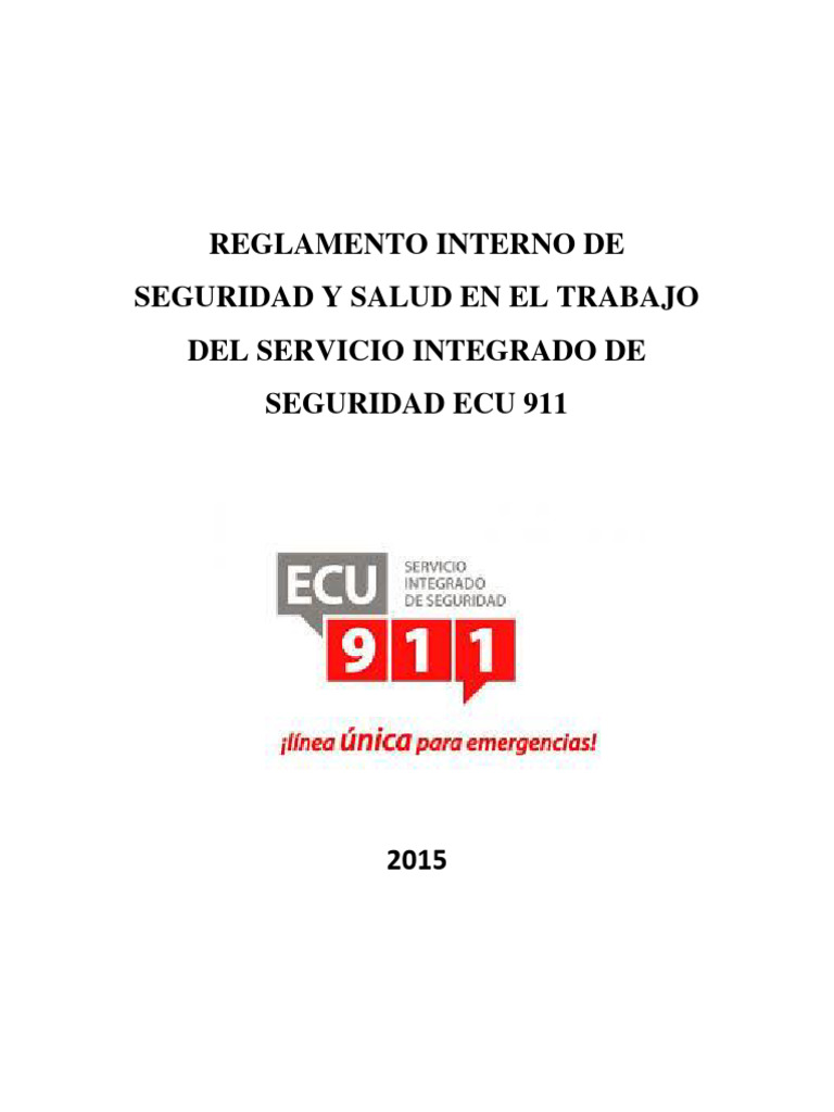 Reglamento SSO del SIS ECU 911 | PDF | Seguridad y salud ocupacional ...