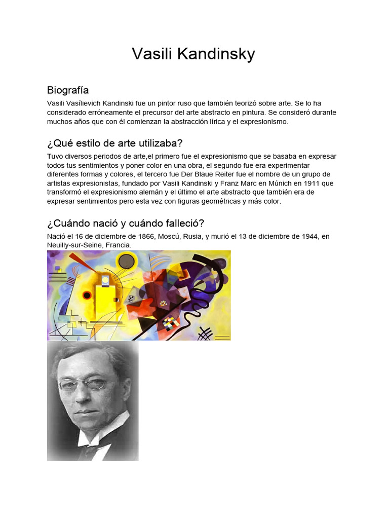 Vasili Kandinsky | PDF | Arte | Clásicos
