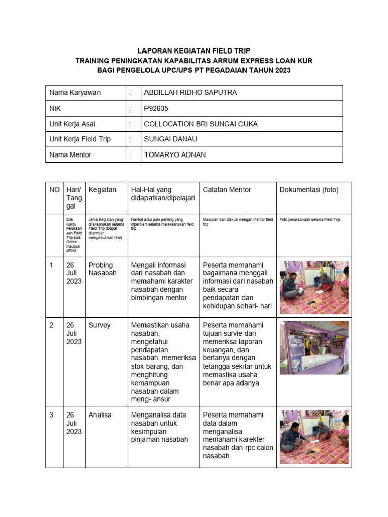Format Laporan Field Trip | PDF