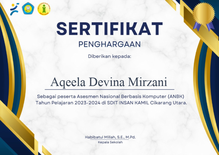 Sertifikat Peserta ANBK 2023 | PDF