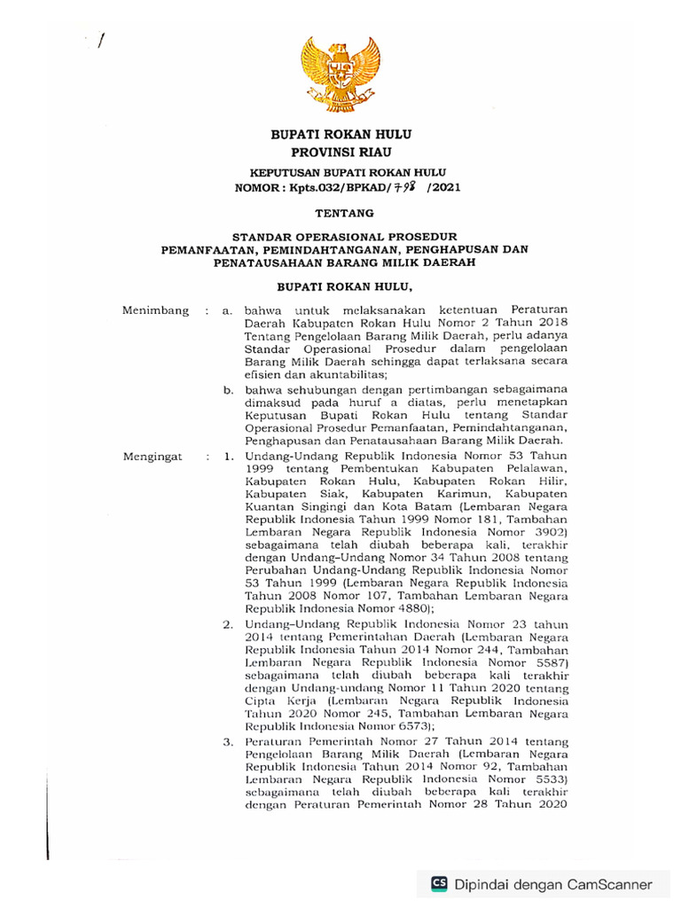 SK Bupati Tentang Sop BMD | PDF