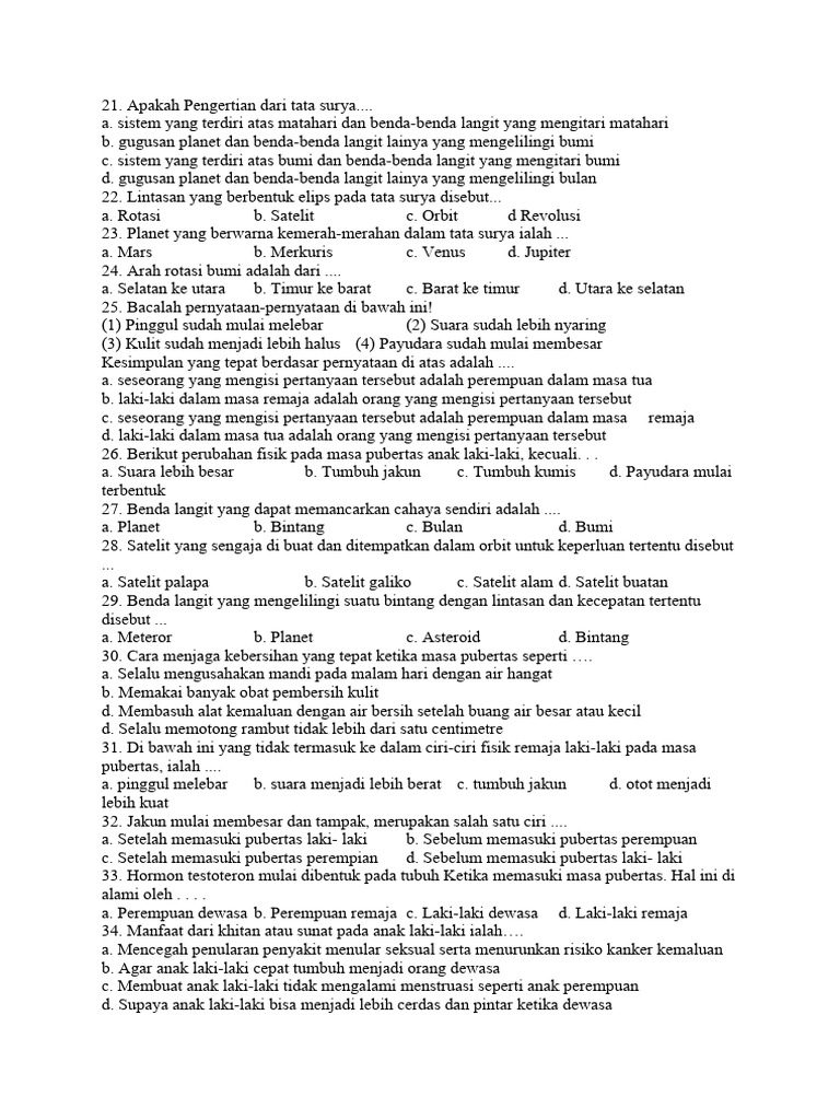 Soal Pat Ipa Kelas 6 Semester 2 | PDF