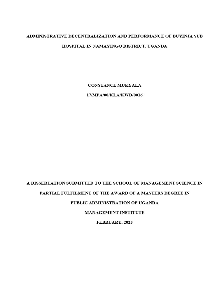 Mukyala Final Dissertation | PDF | Wellness