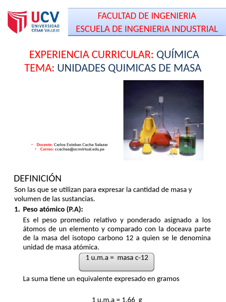 12.1. Tema Unidades Químicas de Masa | PDF | Mole (Unidad) | Compuestos químicos