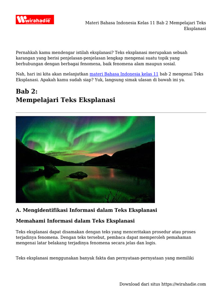 Materi Bahasa Indonesia Kelas 11 Bab 2 Mempelajari Teks Eksplanasi | PDF