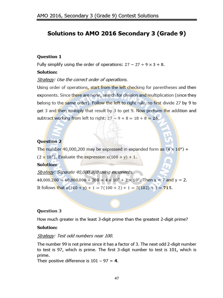 G9 AMO Solutions | PDF | Area | Triangle