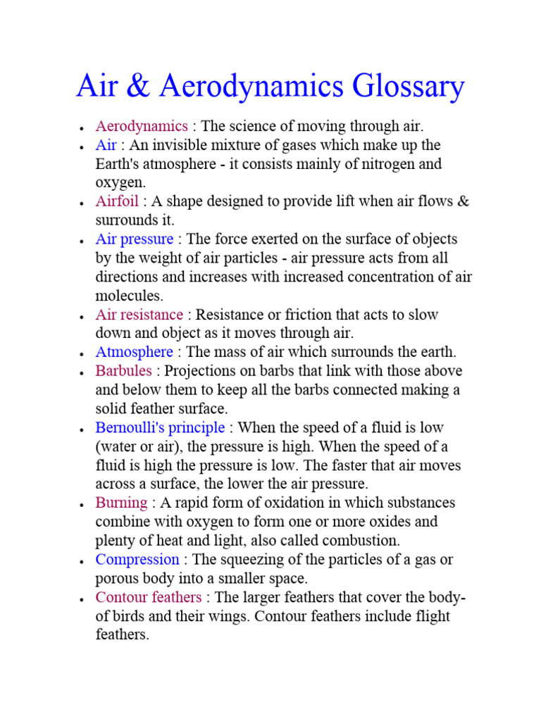 Aerodynamics Vocabulary Glossary | PDF | Atmosphere Of Earth | Drag ...