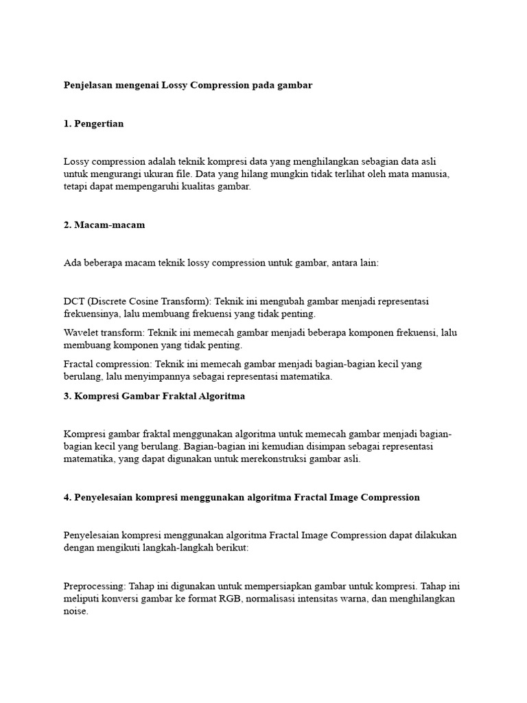 Tugas5 Penjelasan Mengenai Lossy Compression Pada Gambar | PDF