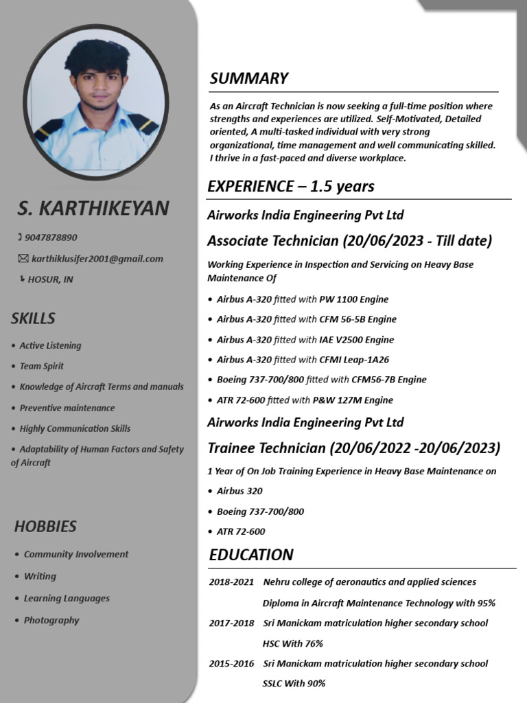 Karthikeyan.s Resume | PDF | Transport | Aircraft