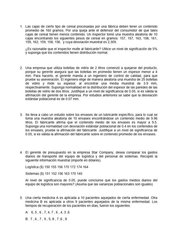 Taller para PC2 | PDF | Muestreo (Estadísticas) | Desviación Estándar